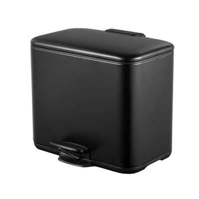 China Rectangular Shape Recycling Household Trash Can 3L*2 Stainless Steel Pedal Bin with Rolling Cover Type and Easy Cleaning for sale