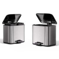 China 3L*2 Recycle Bins 2 division Stainless Steel Pedal Bin Rolling Cover Type household Trash Can with finger print proof for sale