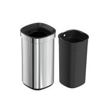 China Customer Logo Household Big Capacity Open Top Rectangle Trash Bin 8L/12L/20L/30L Stainless Steel Trash Can Without Lid for sale