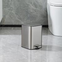 China Rolling Cover Type Stainless Steel Soft Close Pedal Trash Can for Bathroom Rectangle Defender Series Waste Bin in Silver for sale