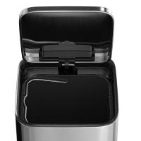 China Rolling Cover Type Stainless Steel Soft Close Pedal Trash Can for Bathroom Rectangle Defender Series Waste Bin in Silver for sale