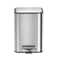 China Foot Pedal Stainless Steel Bathroom Trash Can 3L 5L Soft Close Rectangle Waste Bin for Household Needs for sale