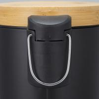 China Household Round Structure Standing 3L 5L 8L 12L 20L 30L Stainless Steel Waste Bins with Bamboo Surface Treatment for sale