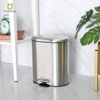 China Household Bathroom Kitchen Stainless Steel Pedal Trash Can with Soft Close and Big Capacity Rolling Cover Type for sale