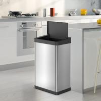 China High Capacity Stainless Steel Trash Can 34.2*24.2*57cm Warrior Series 40L with Detachable Hand Press and Rolling Cover for sale