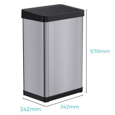 China High Capacity Stainless Steel Trash Can 34.2*24.2*57cm Warrior Series 40L with Detachable Hand Press and Rolling Cover for sale