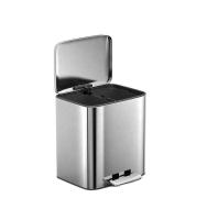 China 11.5L*2 Stainless Steel Soft Close Square Pedal Trash Bin for Living Room and Office Silver Foot Pedal Structure Design for sale