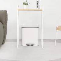China 11.5L*2 Stainless Steel Soft Close Square Pedal Trash Bin for Living Room and Office Silver Foot Pedal Structure Design for sale