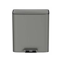 China Rolling Cover Type 28L*2 Stainless Steel Soft Close Square Pedal Trash Bin for Office and Living Room for sale