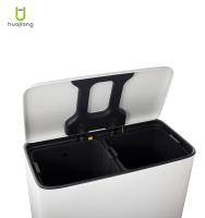 China Rolling Cover Type 28L*2 Stainless Steel Soft Close Square Pedal Trash Bin for Office Living Room Waste Bin for sale