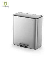 China Rolling Cover Type 28L*2 Stainless Steel Soft Close Square Pedal Trash Bin for Office Living Room Waste Bin for sale