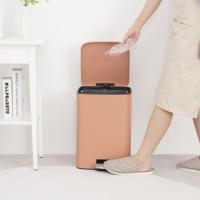 China LOGO PRINT Allowed 18L Stainless Steel Soft Close Square Pedal Trash Bin Waste Bin Trash Can for Living Room and Office for sale