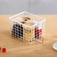 China Wardrobe Organiser Kitchen Organiser Modern Decorative White Home Metal Table Organizer Wood Handle Iron Wire Storage Basket for sale