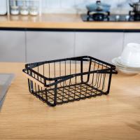 China Wardrobe Organiser Kitchen Organiser Modern Decorative White Home Metal Table Organizer Wood Handle Iron Wire Storage Basket for sale
