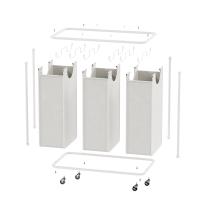China Household 3 Division KD Structure Iron Metal Wire Laundry Basket With Wheels Utility Big Capacity Laundry Hamper for sale