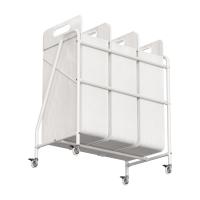 China 3 Division KD Structure Metal Wire Laundry Basket With Wheels Laundry Hamper for sale