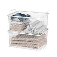China Mesh Steel Storage Baskets Organizer Containers For Home Cabinet Pantry Closet Kitchen Fridge Fruit Makeup Metal Wire Basket for sale