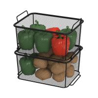 China Mesh Steel Storage Baskets Organizer Containers For Home Cabinet Pantry Closet Kitchen Fridge Fruit Makeup Metal Wire Basket for sale