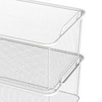 China Mesh Steel Storage Baskets Organizer Containers For Home Cabinet Pantry Closet Kitchen Fridge Fruit Makeup Metal Wire Basket for sale