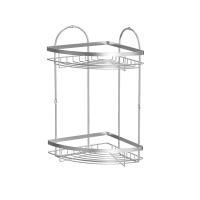 China 2 Tiers Easy Install Wall-Mounted Shower Caddy Space-Saving Stainless Steel Corner Rack For Bathroom for sale