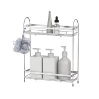 China 2 Tiers Free Standing Bathroom Organizer Stainless Steel Countertop Bathroom Rack for sale