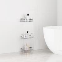 China 2 Tiers Free Standing Bathroom Organizer Stainless Steel Countertop Bathroom Rack for sale