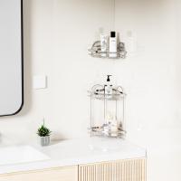 China 2 TIERS Multifunctional Free Standing Bathroom Organizer Stainless Steel Countertop Bathroom Rack Corner Rack for sale