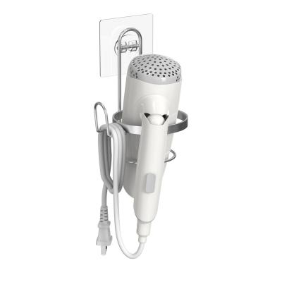 China Hair Dryer Holder Wall Mount Self Adhesive Stainless Steel Bathroom Hair Blow Dryer Rack Organizer for sale