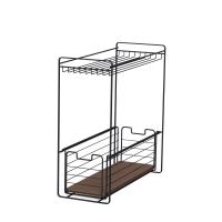 China 2 Tiers Standing Type Wood Element Mdf Modern Design Household Multifunctional Stylish Metal Kitchen Organizer for sale