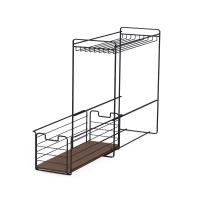 China 2 Tiers Standing Type Wood Element Mdf Modern Design Household Multifunctional Stylish Metal Kitchen Organizer for sale