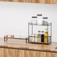 China 2 Tiers Standing Type Wood Element Mdf Modern Design Household Multifunctional Stylish Metal Kitchen Organizer for sale
