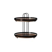 China 2 Tiers Standing Type Wood Element Mdf Round Household Multifunctional Stylish Metal Kitchen Organizer Seasoning Organizer for sale