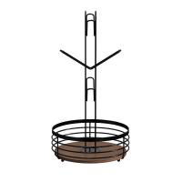 China 2 Tiers Standing Type Wood Element Household Multifunctional Stylish Metal Kitchen Organizer Cup Holder for sale