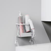 China No Drilling Magnetic Attraction Shower Rack With Towel Holder Bathroom Organizer Wall Mounted Hairdryer And Curling Holder for sale