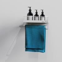 China Shower Rack With Towel Holder No Drilling Magnetic Attraction Bathroom Organizer Wall Mounted Shower Caddy for sale