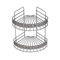 China 2 Tiers No Drilling Wall Mounted Bathroom Storage Rack WOVEN BASKET IRON WIRE Organizer PS Box Shower Caddy for sale