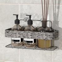 China No Drilling Wall Mounted Bathroom Storage Rack WOVEN BASKET IRON WIRE Organizer PS Box Shower Caddy for sale