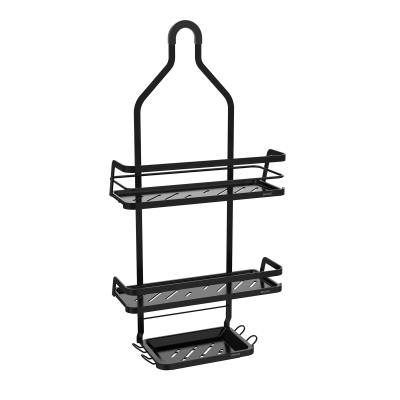 China Stylish Bathroom Organizer Hanging Iron Wire Rack Stainless Steel Wall Mounted Faucet Shower Caddy for sale