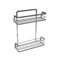 China Metal Bathroom Organizer Suction Cup Iron Wire Rack Stainless Steel No Drilling Wall Mounted Shower Caddy for sale