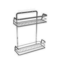 China Stylish Household metal Bathroom Organizer Suction Cup Iron Wire Rack Stainless Steel No Drilling Wall Mounted Shower Caddy for sale