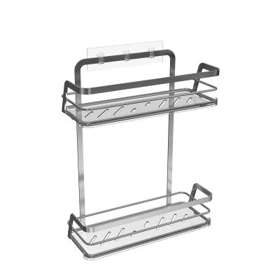 China Stylish Household metal Bathroom Organizer Suction Cup Iron Wire Rack Stainless Steel No Drilling Wall Mounted Shower Caddy for sale