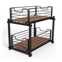 China Detachable Kitchen Organizer Spice Rack Cupboard Organiser Kitchen Storage Solutions Carbon Steel Cabinet Shelf for sale