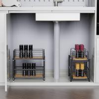 China Detachable Kitchen Organizer Spice Rack Cupboard Organiser Kitchen Storage Solutions Carbon Steel Cabinet Shelf for sale