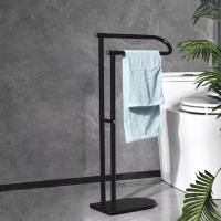 China Standing Household Bathroom Metal FOLDABLE Compact Freestanding Hand Towel Holder for sale