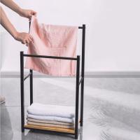 China Removable Standing Household Bathroom Metal FOLDABLE Compact Free Standing Towel Rack for sale