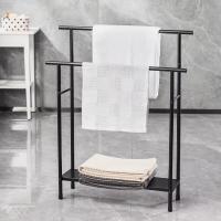 China Removable Standing Household Bathroom Metal FOLDABLE Compact freestanding towel holder for sale