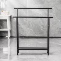 China Removable Standing Household Bathroom Metal FOLDABLE Compact freestanding towel holder for sale