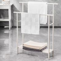 China Removable Standing Household Bathroom Metal FOLDABLE Compact freestanding towel holder for sale