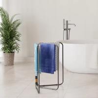 China Foldable Removable Rectangle Household Bathroom Metal FOLDABLE Compact Freestanding Towel Holder for sale