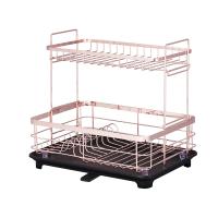 China 2 Tier Compact Dish Drainer Rack Board With Chrome Plating Wire For Kitchen Organization for sale